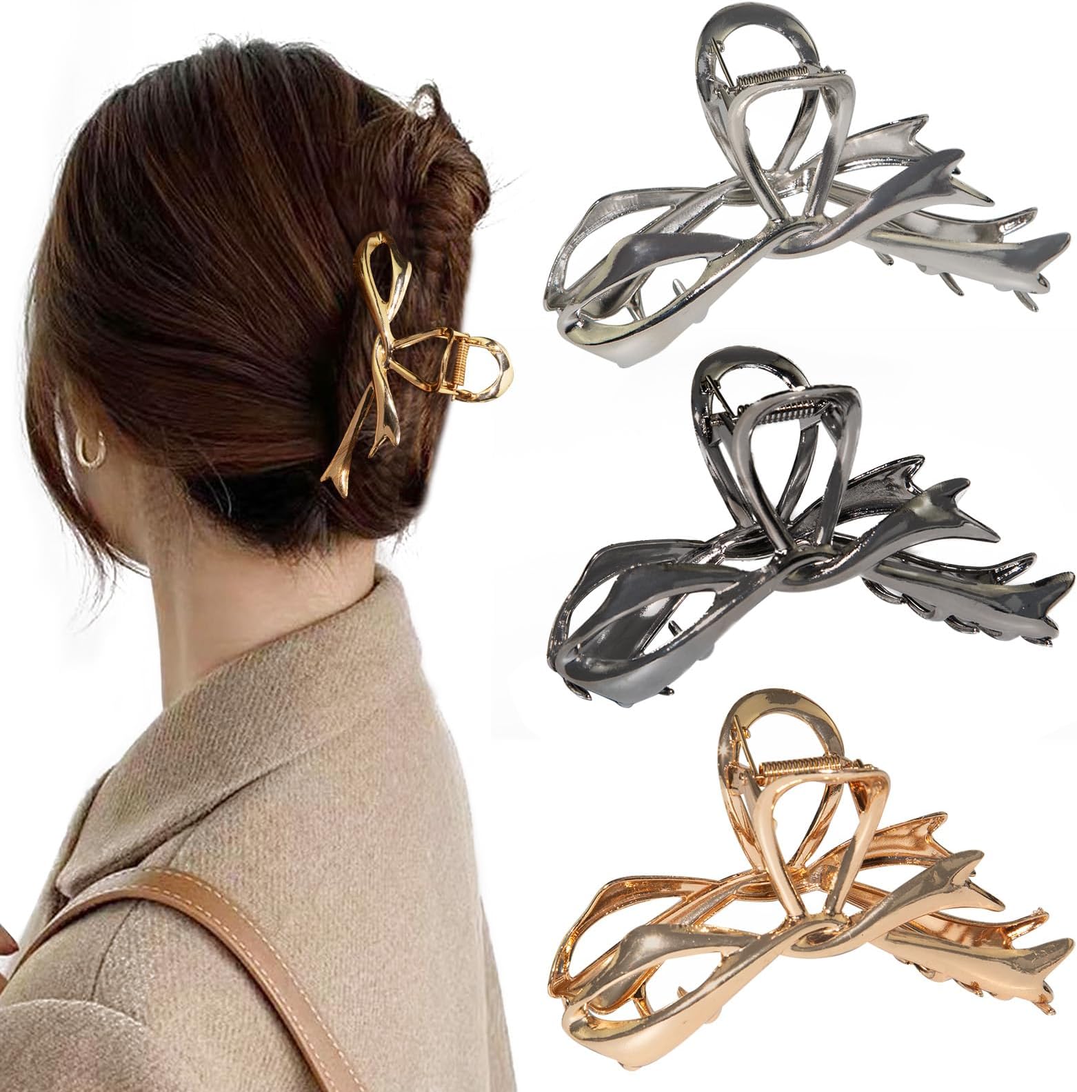 Amazon.com : LUNROUG 6 Pack Large Metal Hair Claw Clips - 4 Inch Big ...