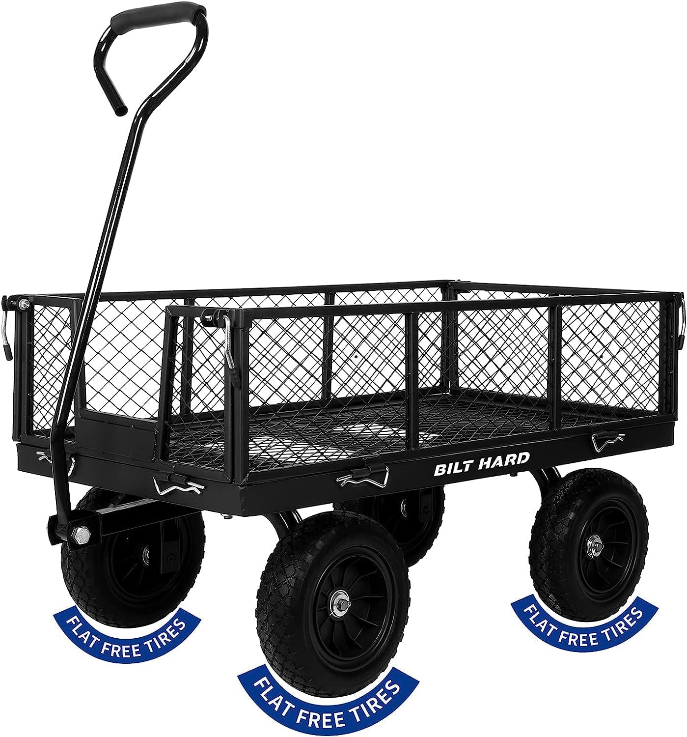 Amazon.com : BILT HARD 900 lbs Steel Garden Cart with No Flat Tires ...