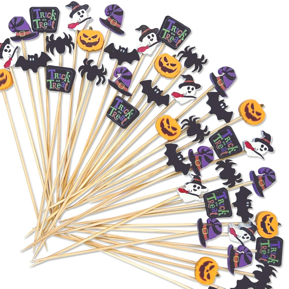 Amazon.com: GotGala 100 Pcs Halloween Cocktail Picks Pumpkin Spider ...