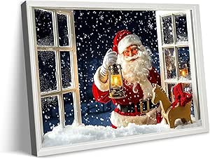 Amazon.com: vandlife Modern Santa Claus Wall Art Window Frame Style ...