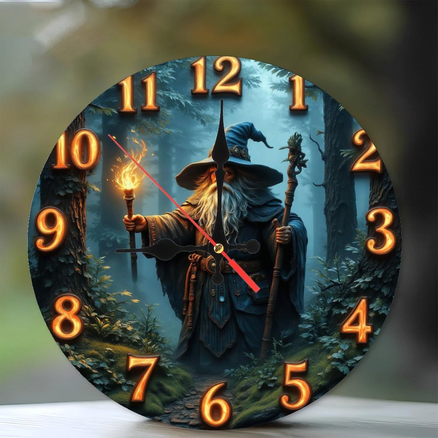 Amazon.com: Fantasy Wizard Clock with Illuminated Numbers10-Inch Wooden ...