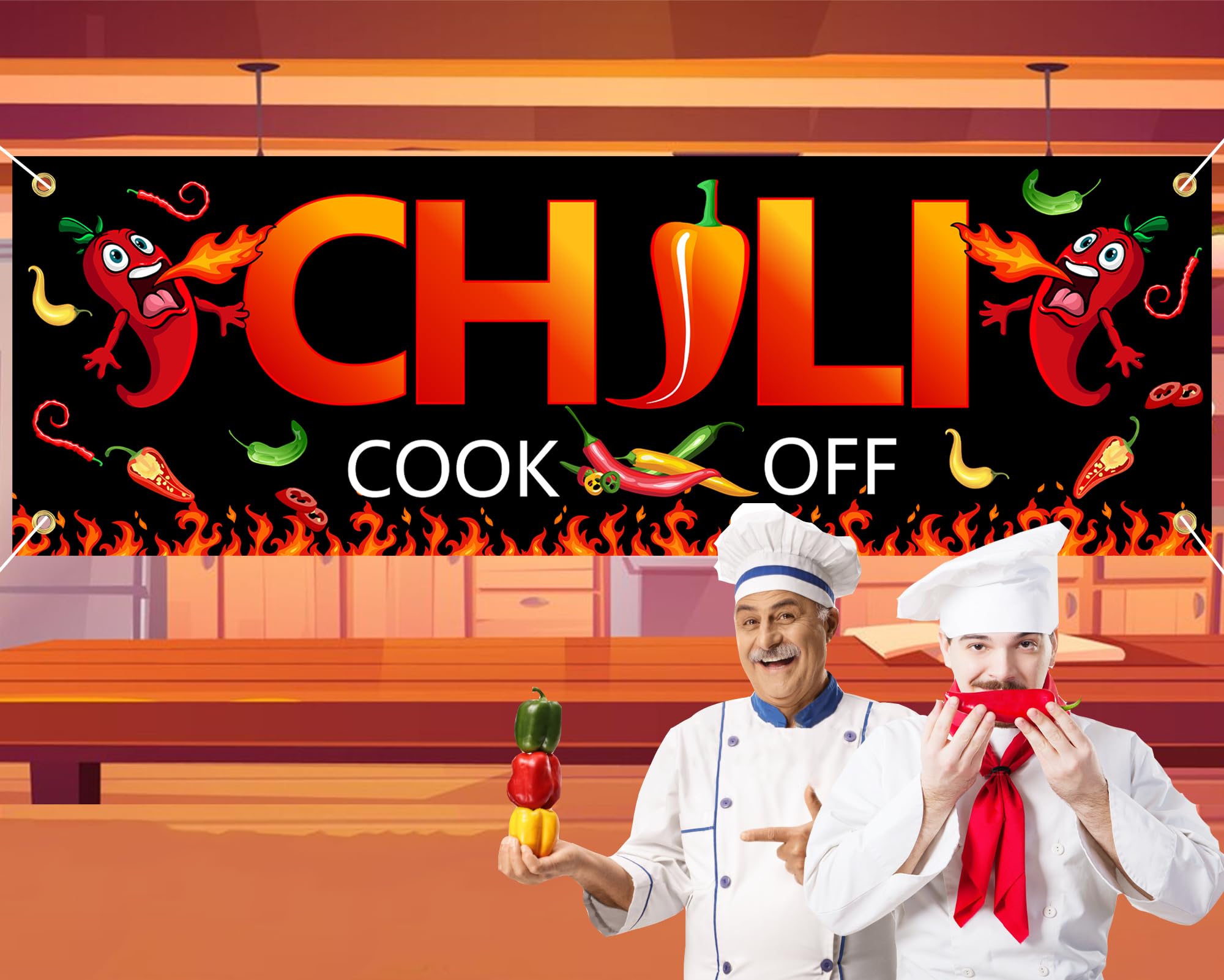Amazon.com : Large Chili Cook Off Decorations Banner，71 x 24 Inches ...