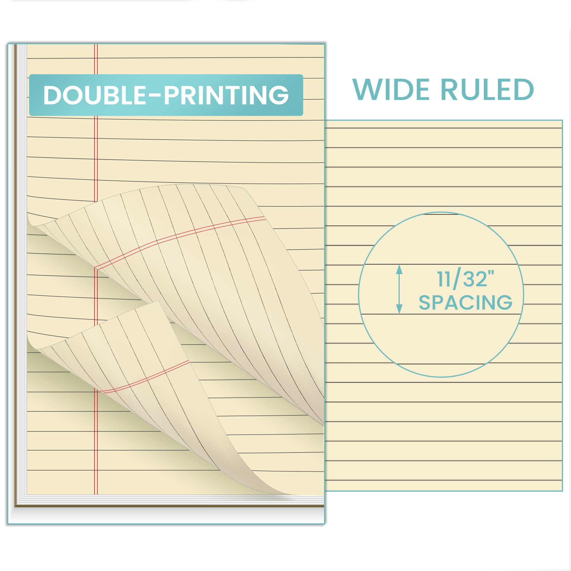 Snapklik.com : Legal Pads Writing Pads, 6-Pack 8.5"x11.75" Colored Wide ...