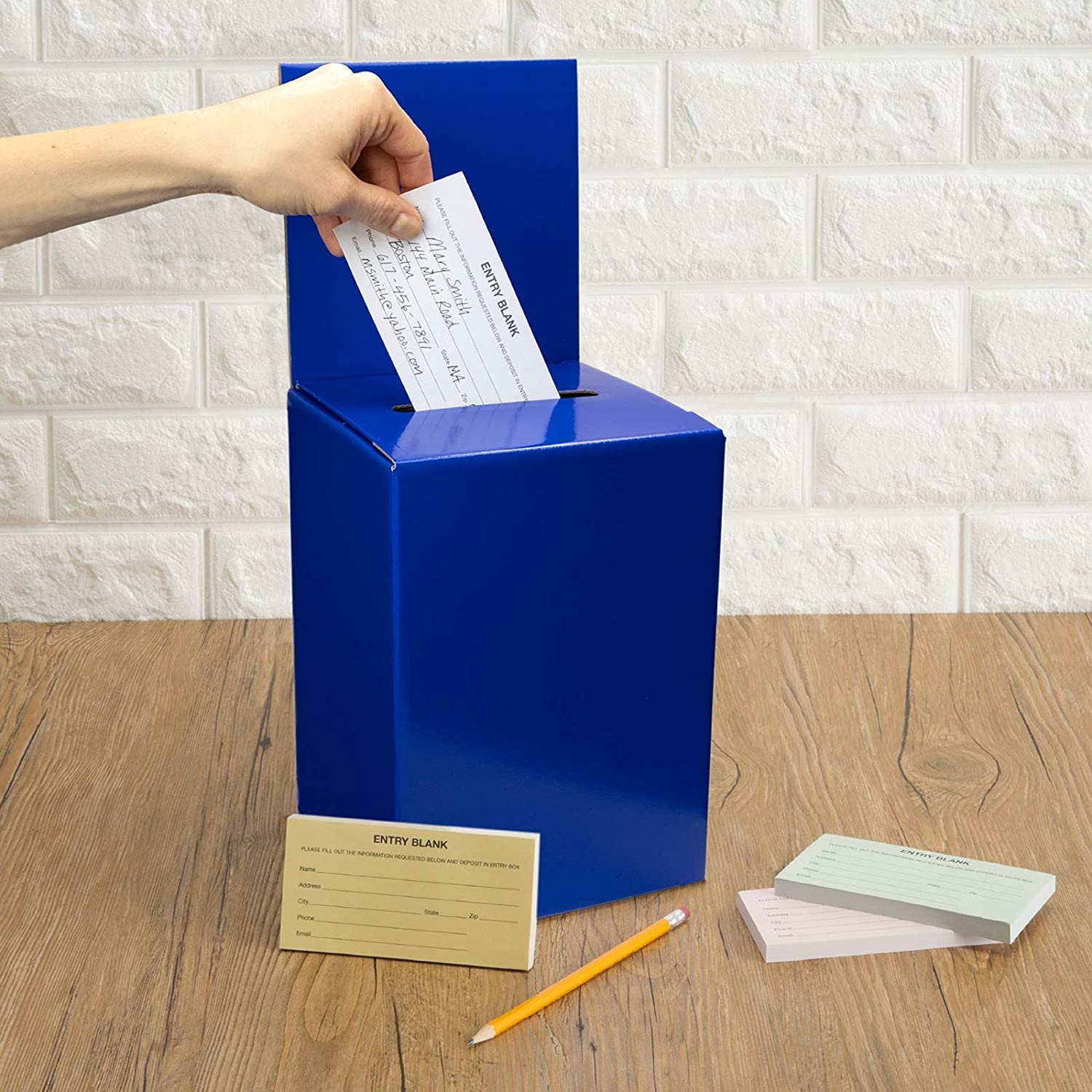 Raffle Ballot Box Large Cardboard – 9.5x6.5x6.5 Inches, With 1000 Entry ...
