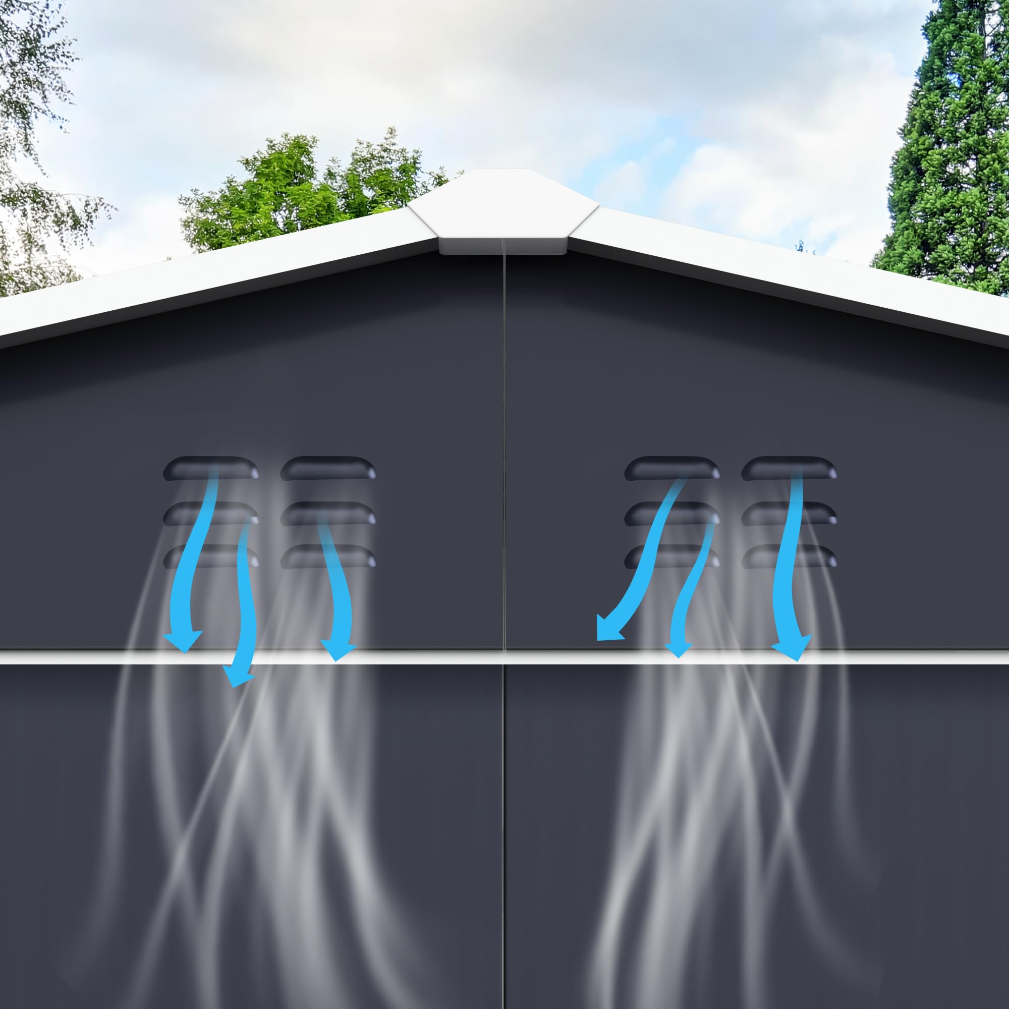 JAXPETY 9x10.5FT Outdoor Storage Shed, Galvanized Metal Storage Shed ...