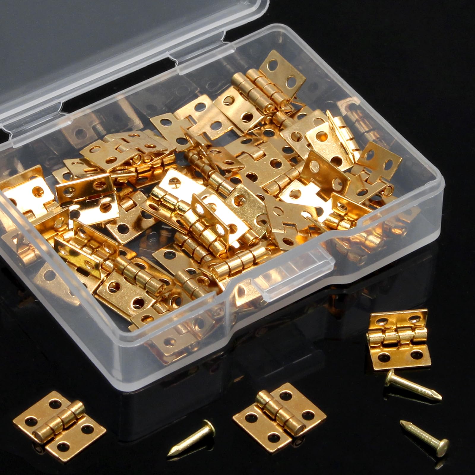 Snapklik.com : LifCratms 50 Pcs Mini Hinges, 10 X 8 Mm Retro Brass Butt ...