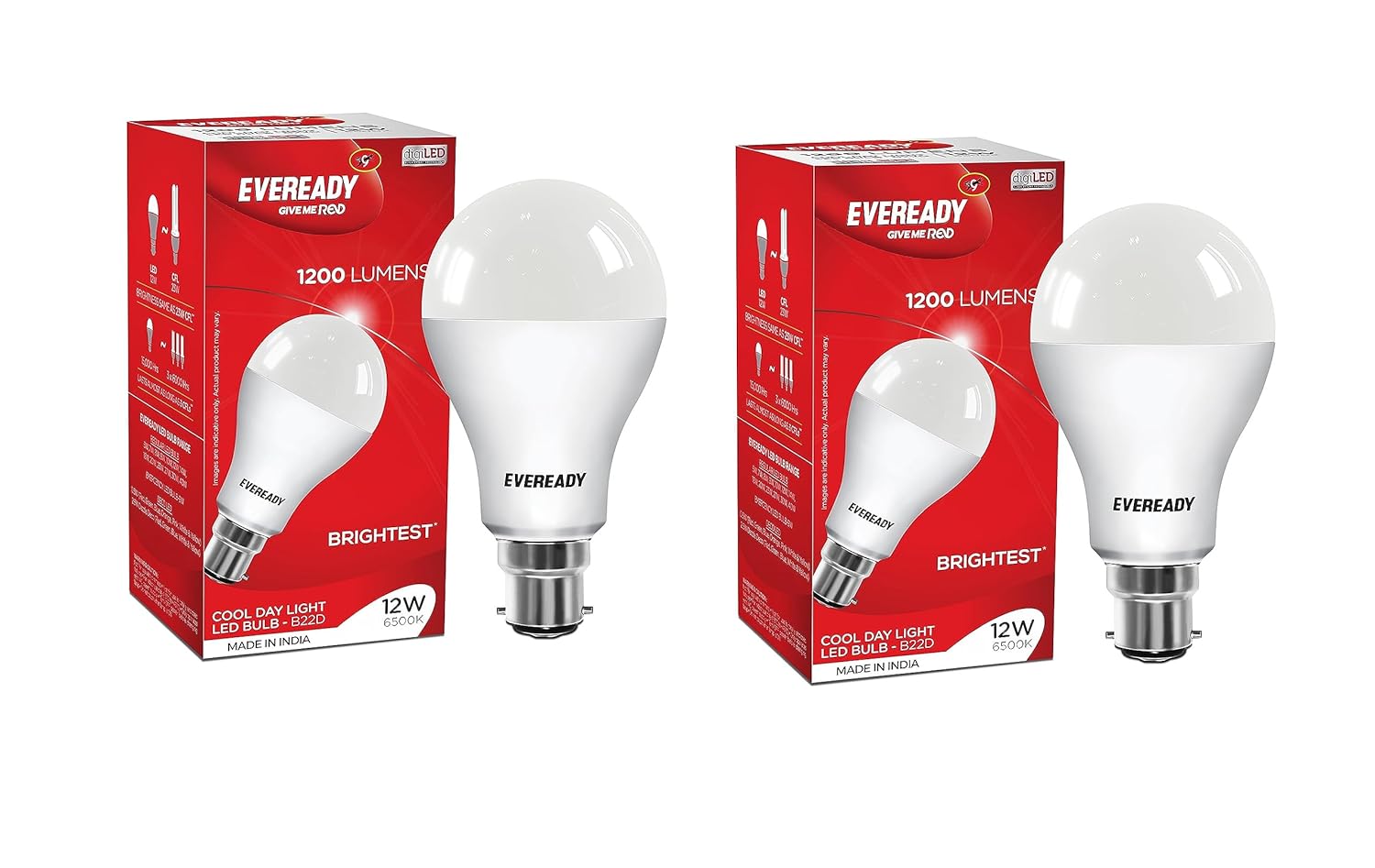 Buy Eveready 12Watt Led Bulb Pack of 2 Online at Low Prices in India ...