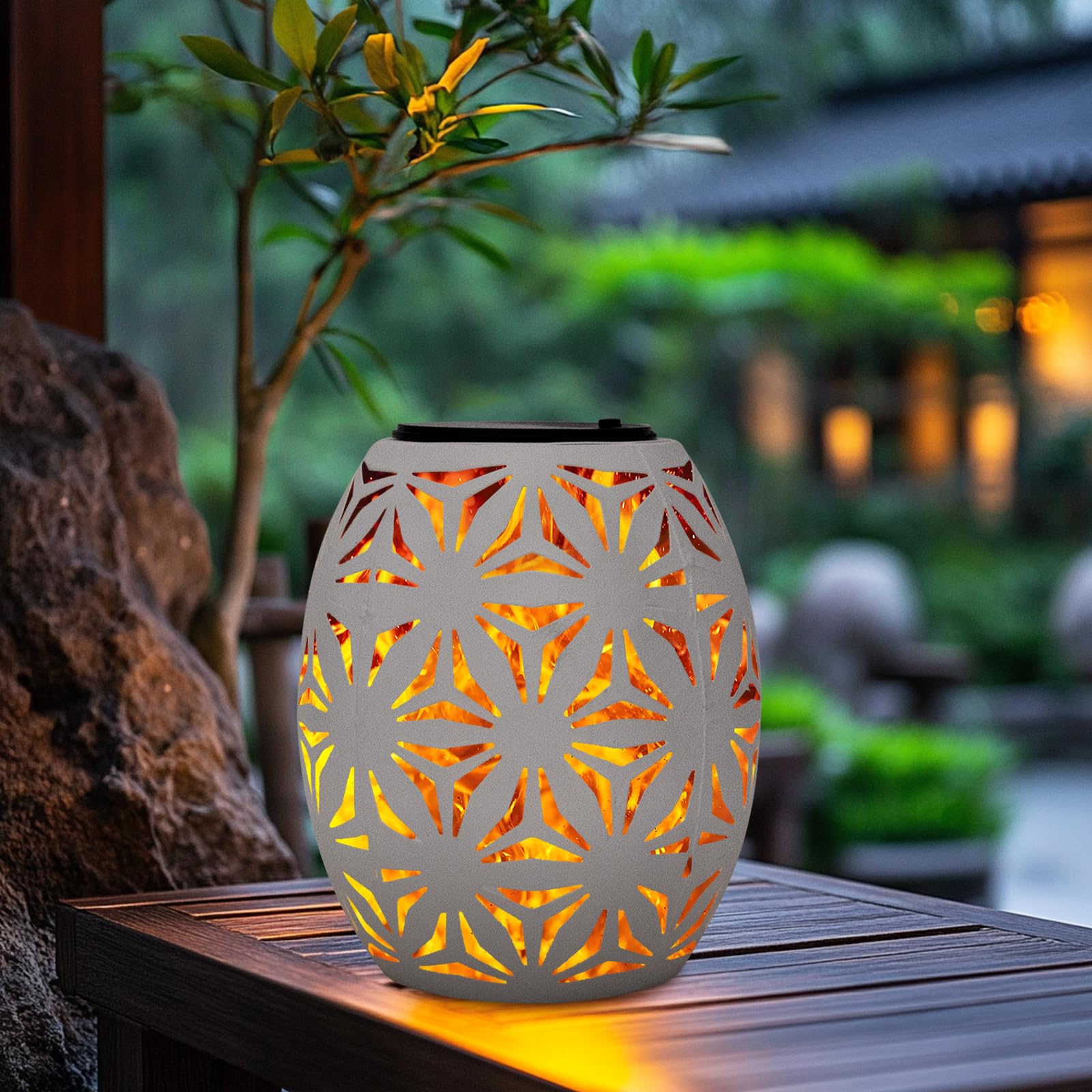 Amazon.com: Solar Table Lights Outdoor Waterproof - Dancing Flickering ...