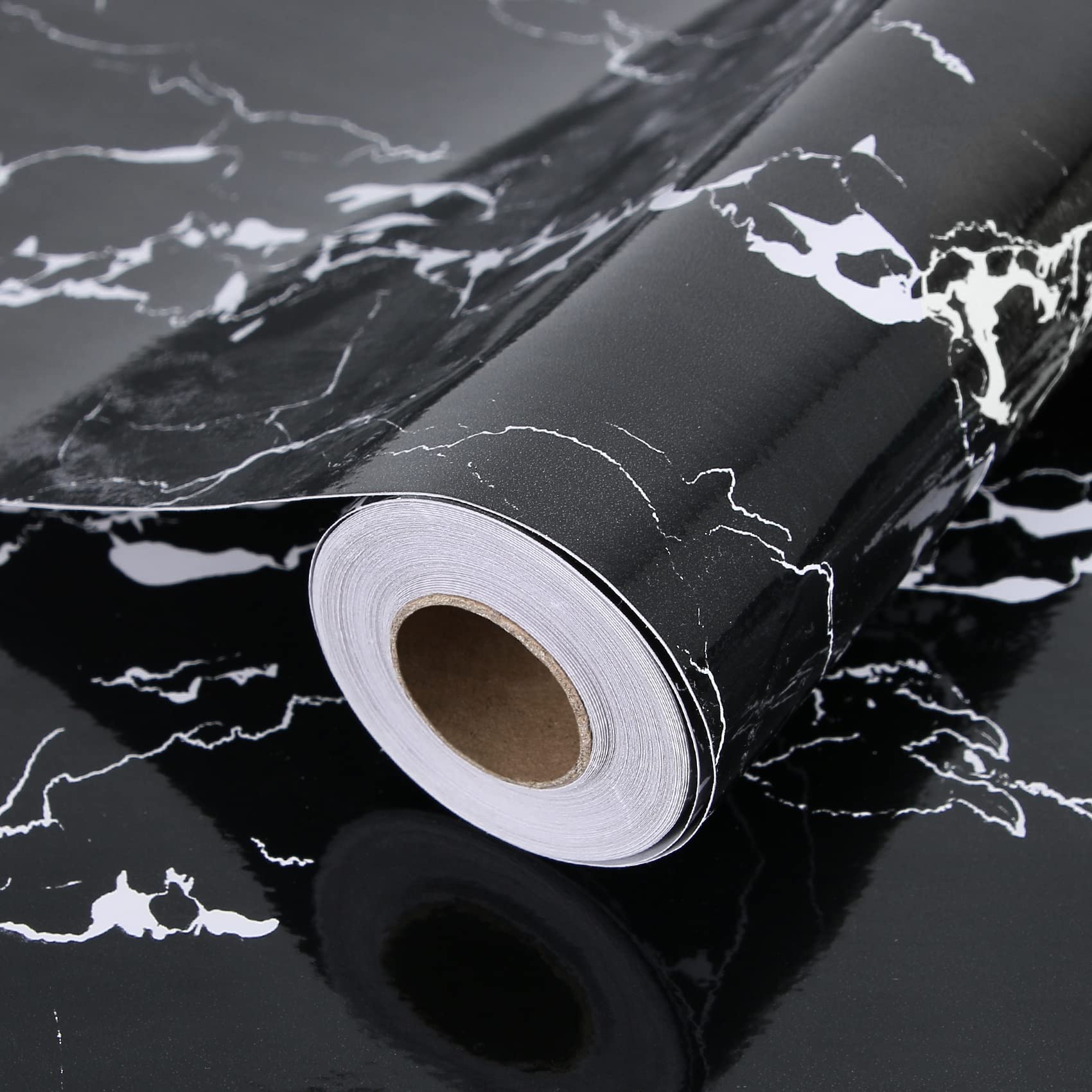 Black Marble Wallpaper Peel and Stick 17.1" x 393.7", Self Adhensive ...