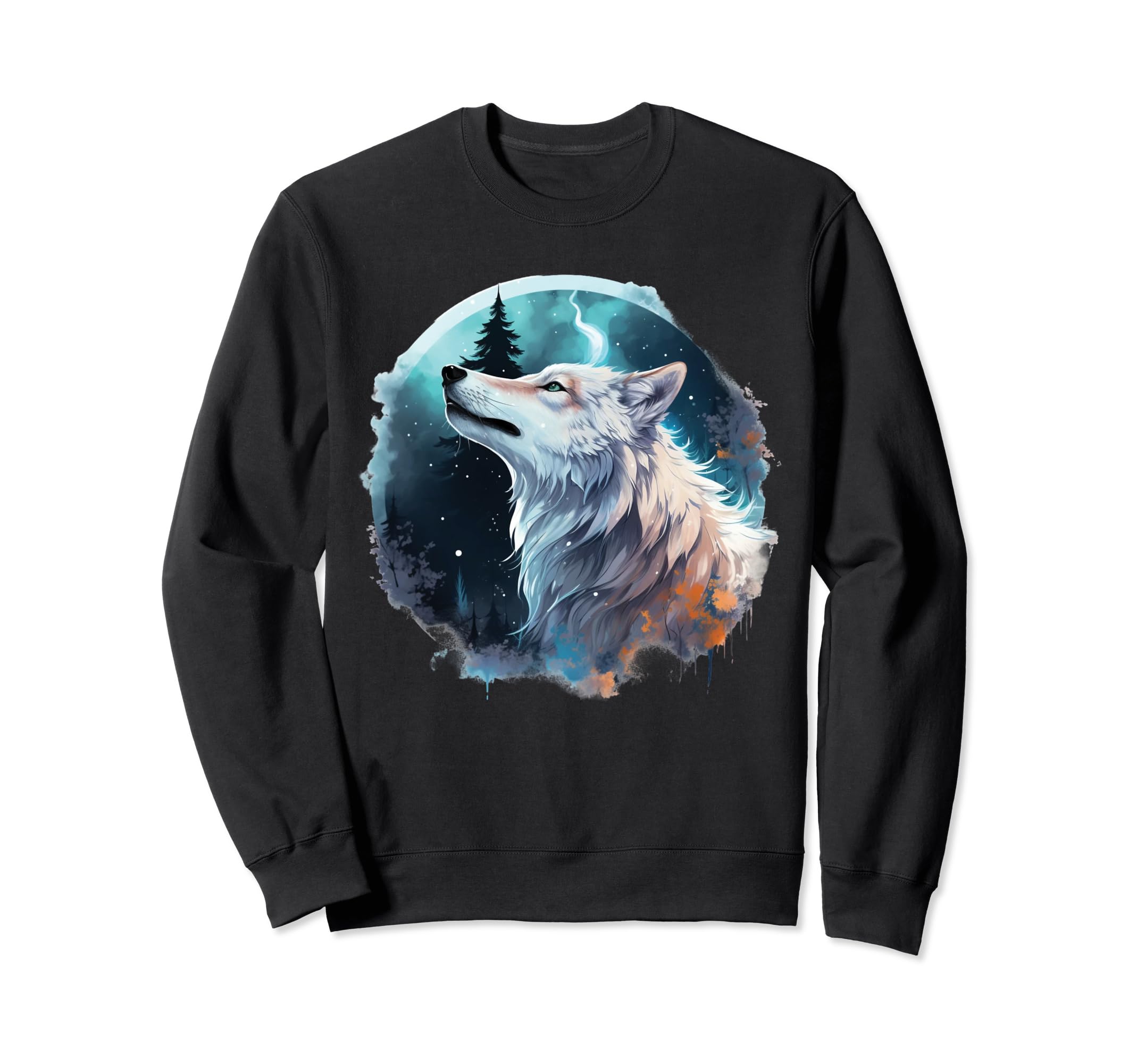 Amazon.com: Wolf Howling At The Moon Sweatshirt : Clothing, Shoes & Jewelry
