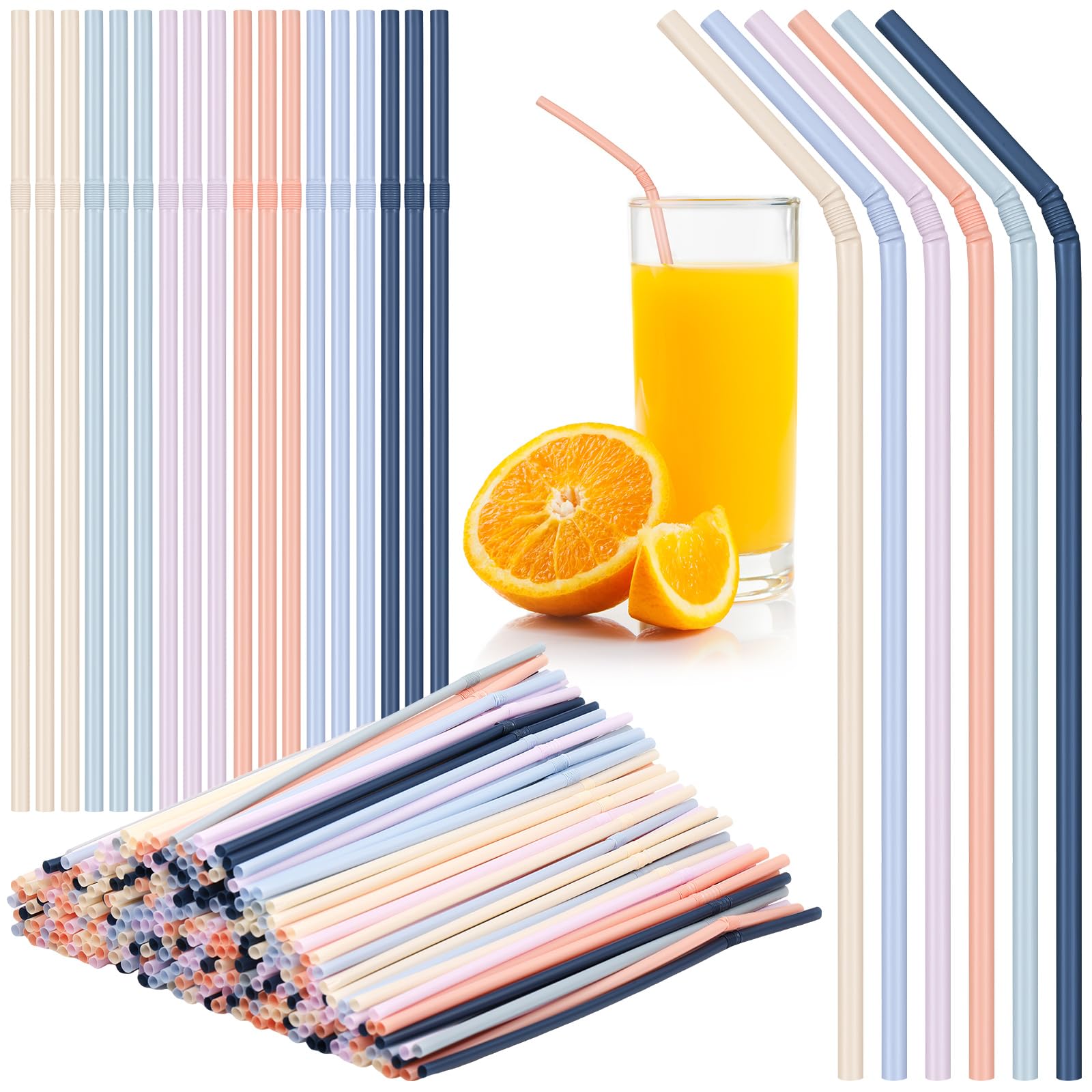 Amazon.com: Hushee 500 Pcs Pastel Straws Disposable Bulk Plastic ...
