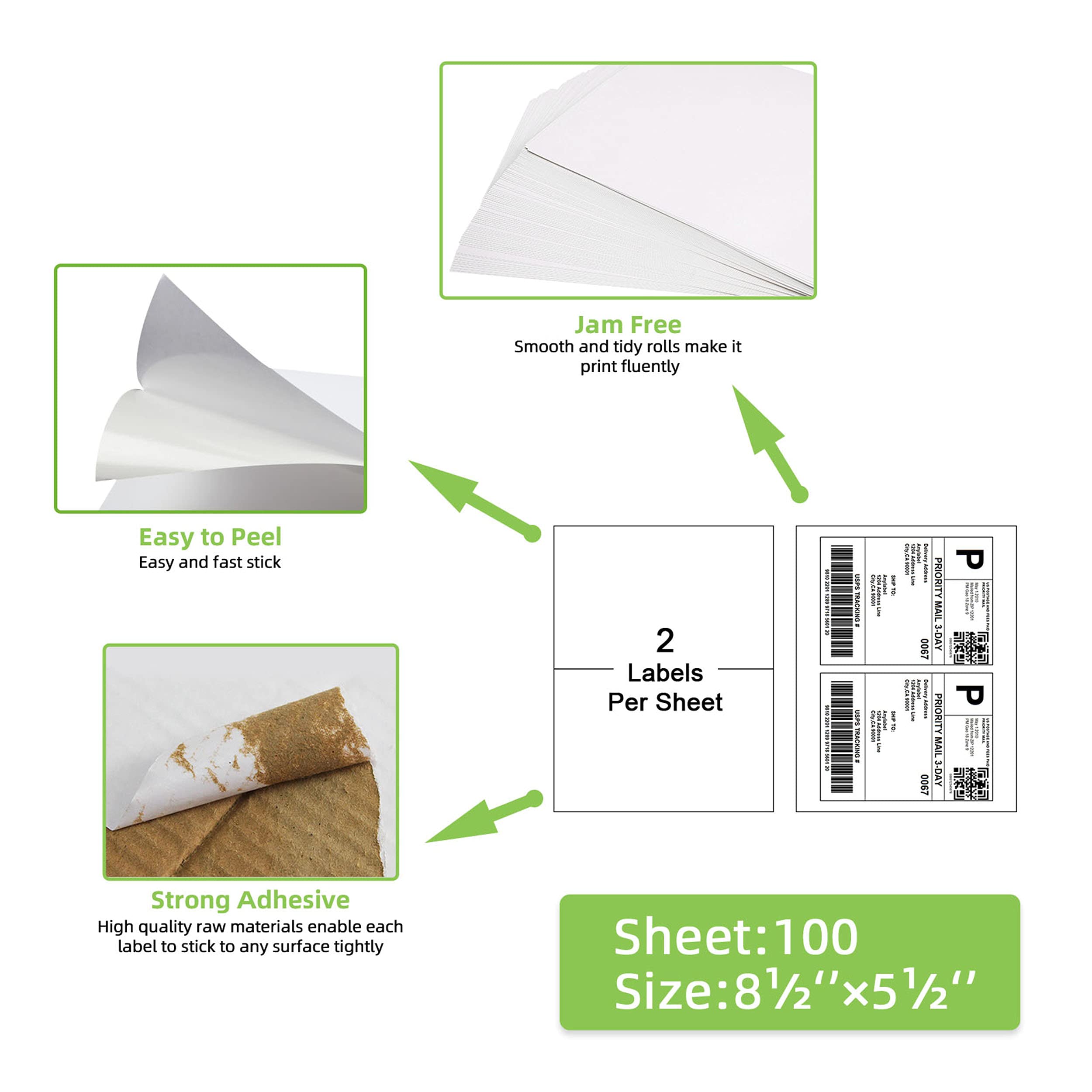 Snapklik.com : Anylabel 8.5 X 5.5 Half Sheet Self Adhesive Shipping ...
