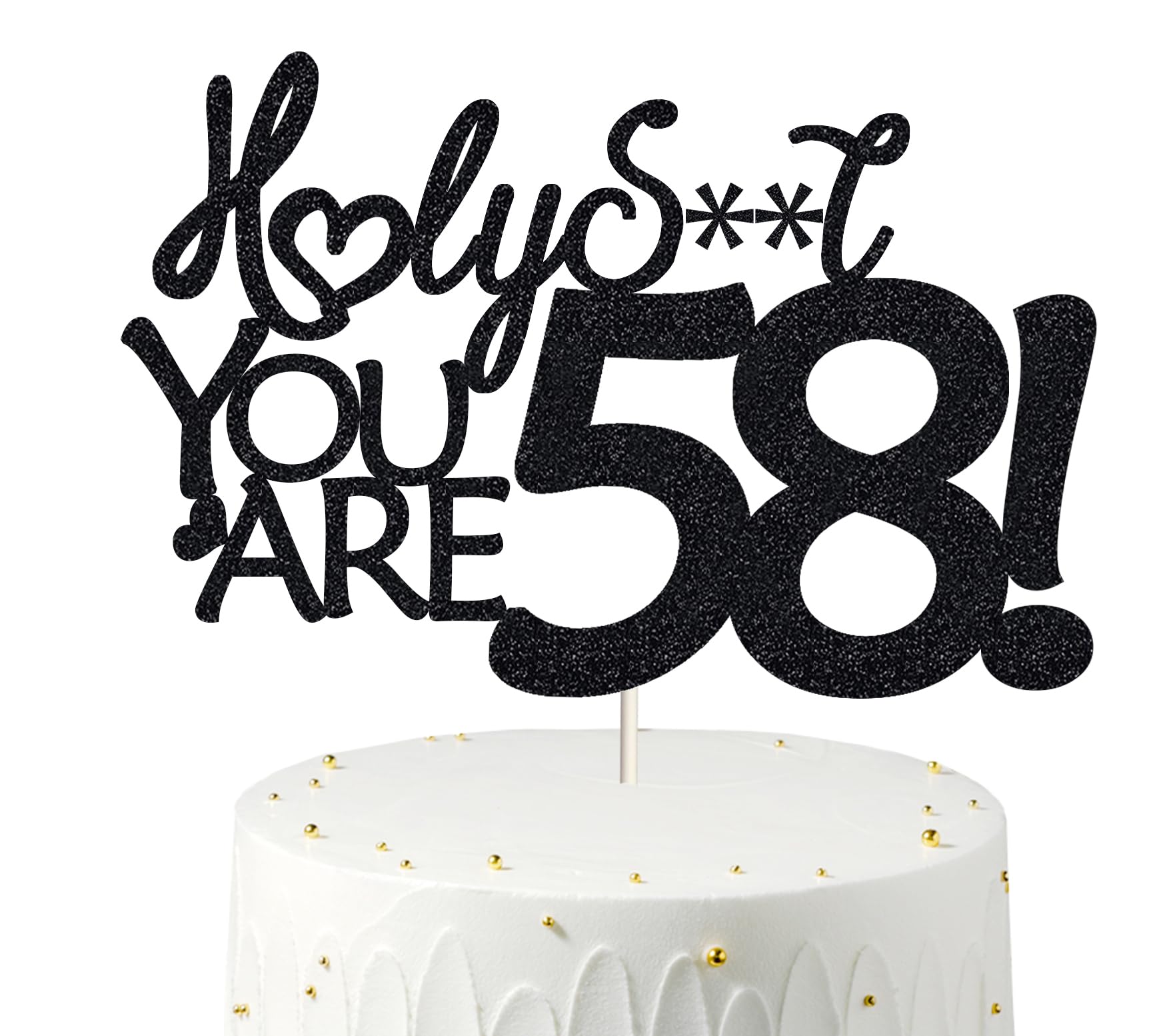 Snapklik.com : 58 Birthday Cake Toppers-Black Glitter, Funny 58th Cake ...