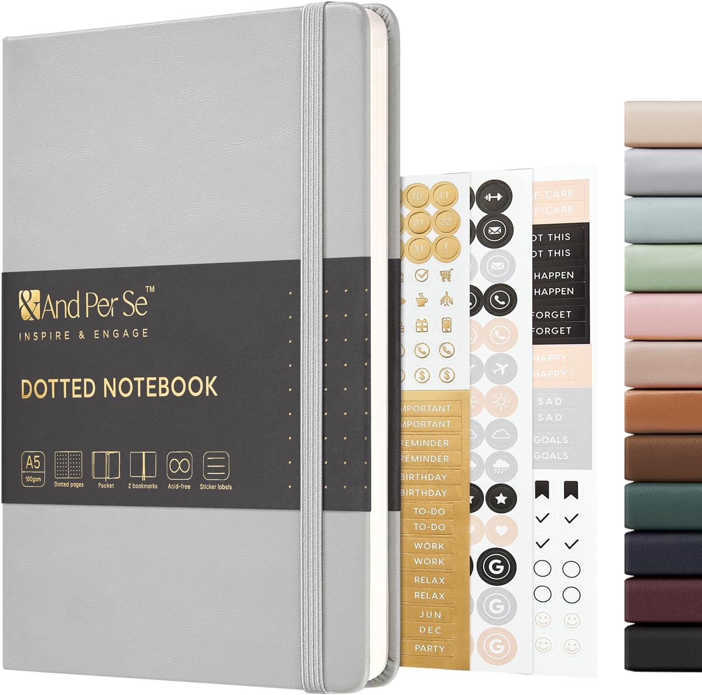 Amazon.com : &And Per Se Dotted Journal Notebook, A5 Hardcover Leather ...