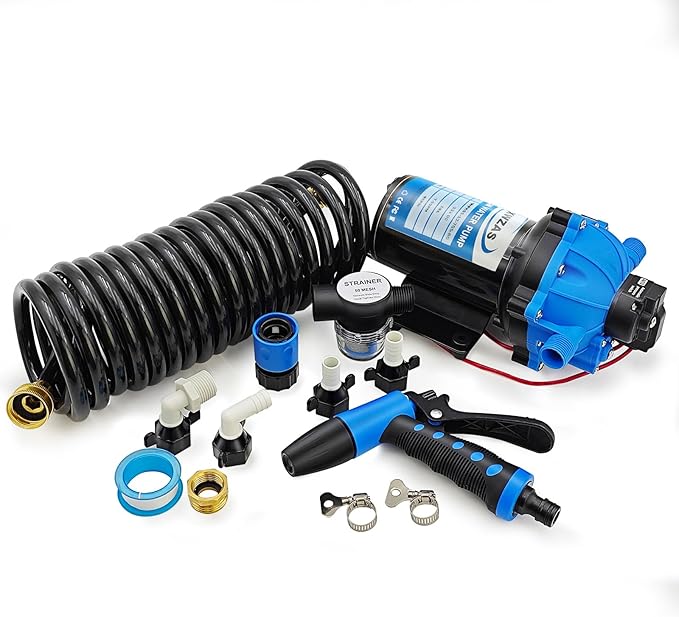 Amazon.com: 7.5GPM 80PSI Water Pump, 12V RV DC Fresh Washdown Pump Kit ...