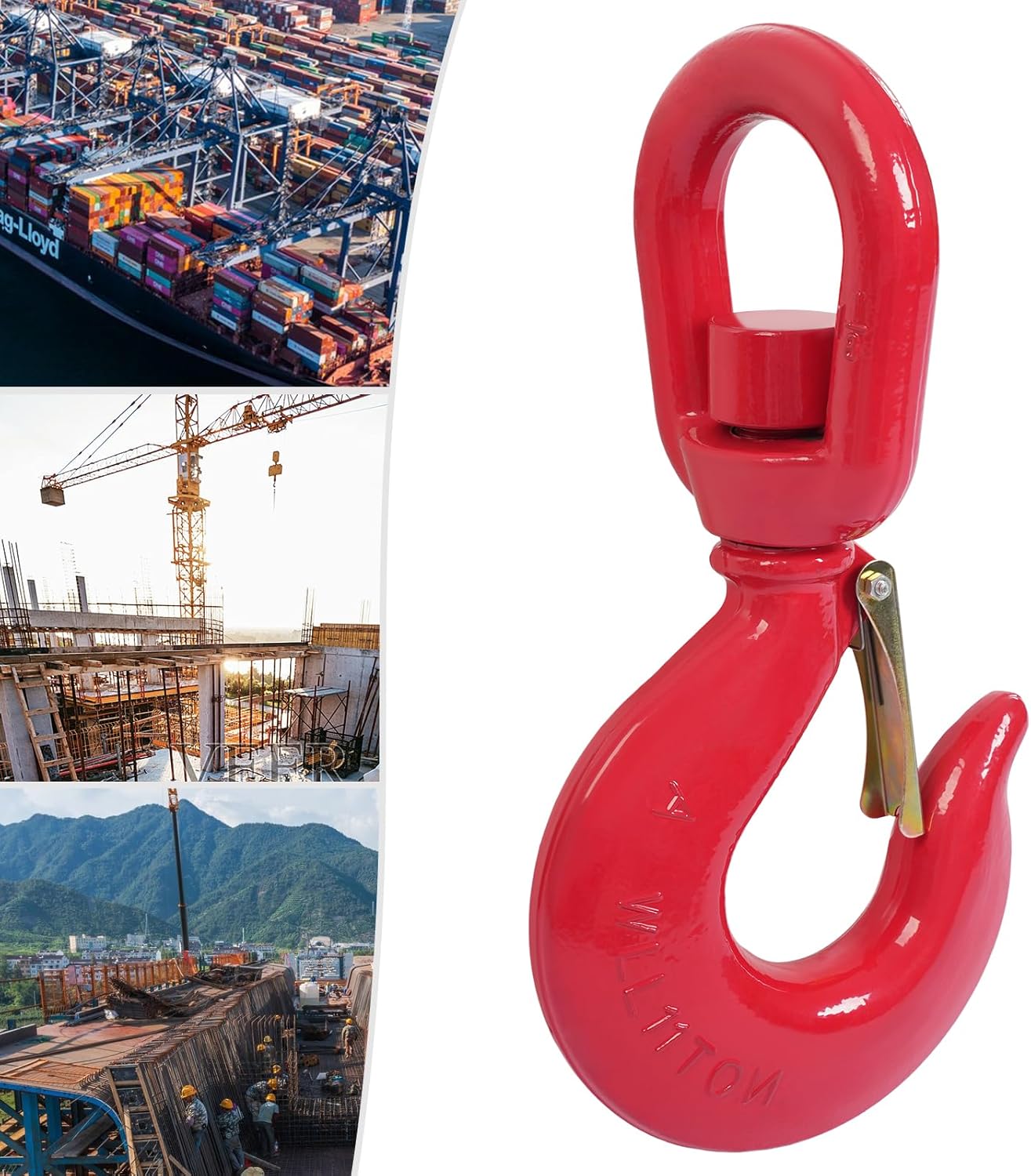 11 Ton Swivel Hooks Heavy Duty Swivel Lifting Hook with Latch Swivel ...