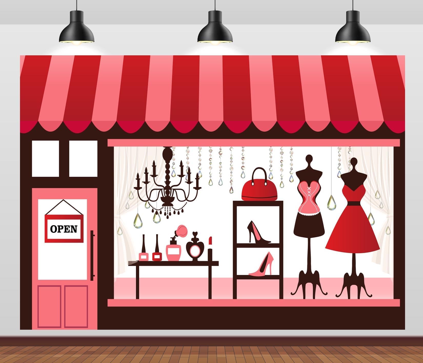 Amazon.com: BELECO 7x5ft Fabric Boutique Clothing Store Backdrop Ladies ...