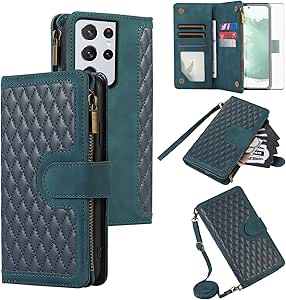 Amazon.com: Asuwish Phone Case for Samsung Galaxy S21 Ultra 5G Wallet Cover With Tempered Glass ...