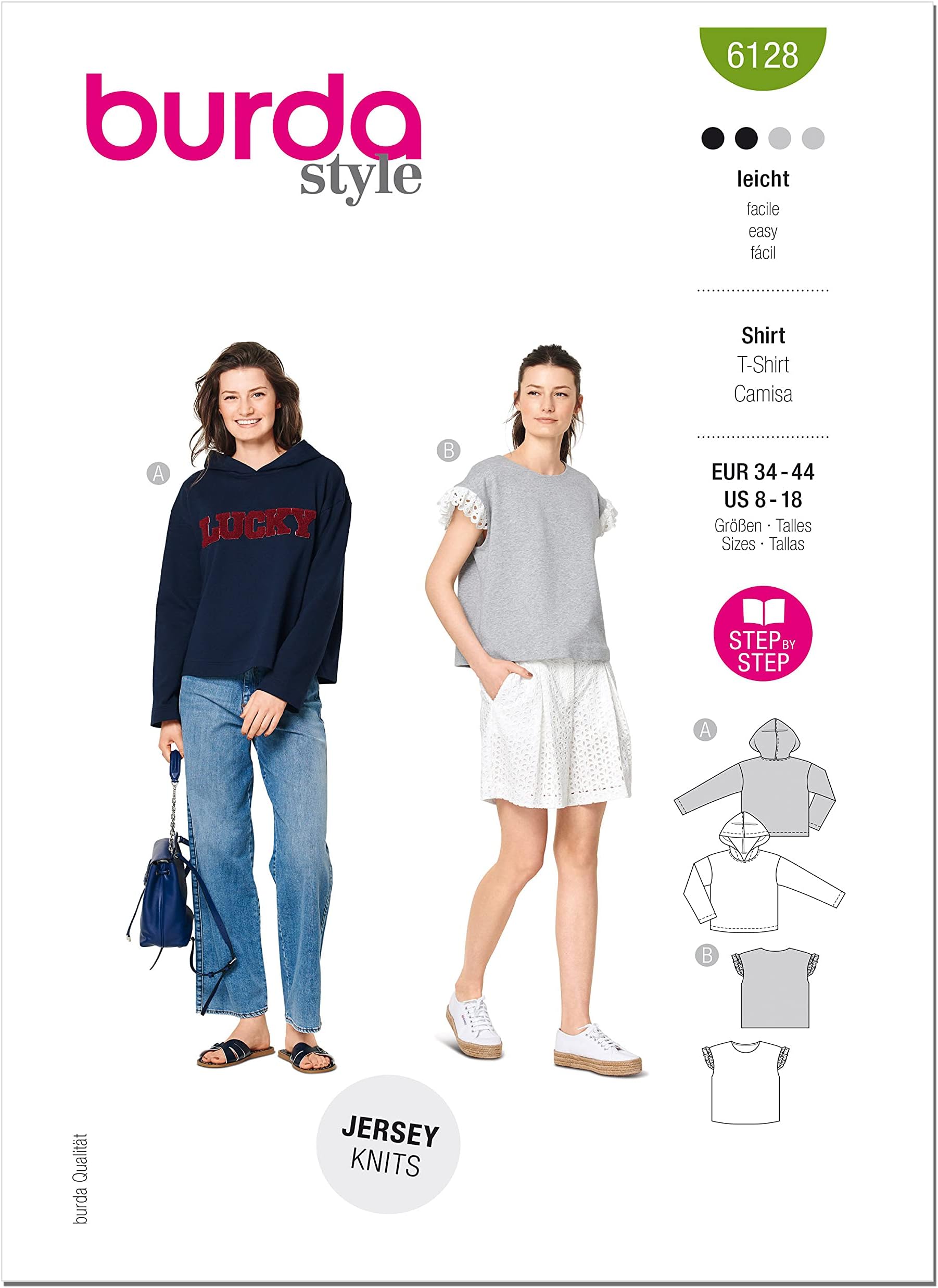 Amazon.com: Burda Mens Easy Sewing Pattern 6718 Hoodie & Sweater Top ...