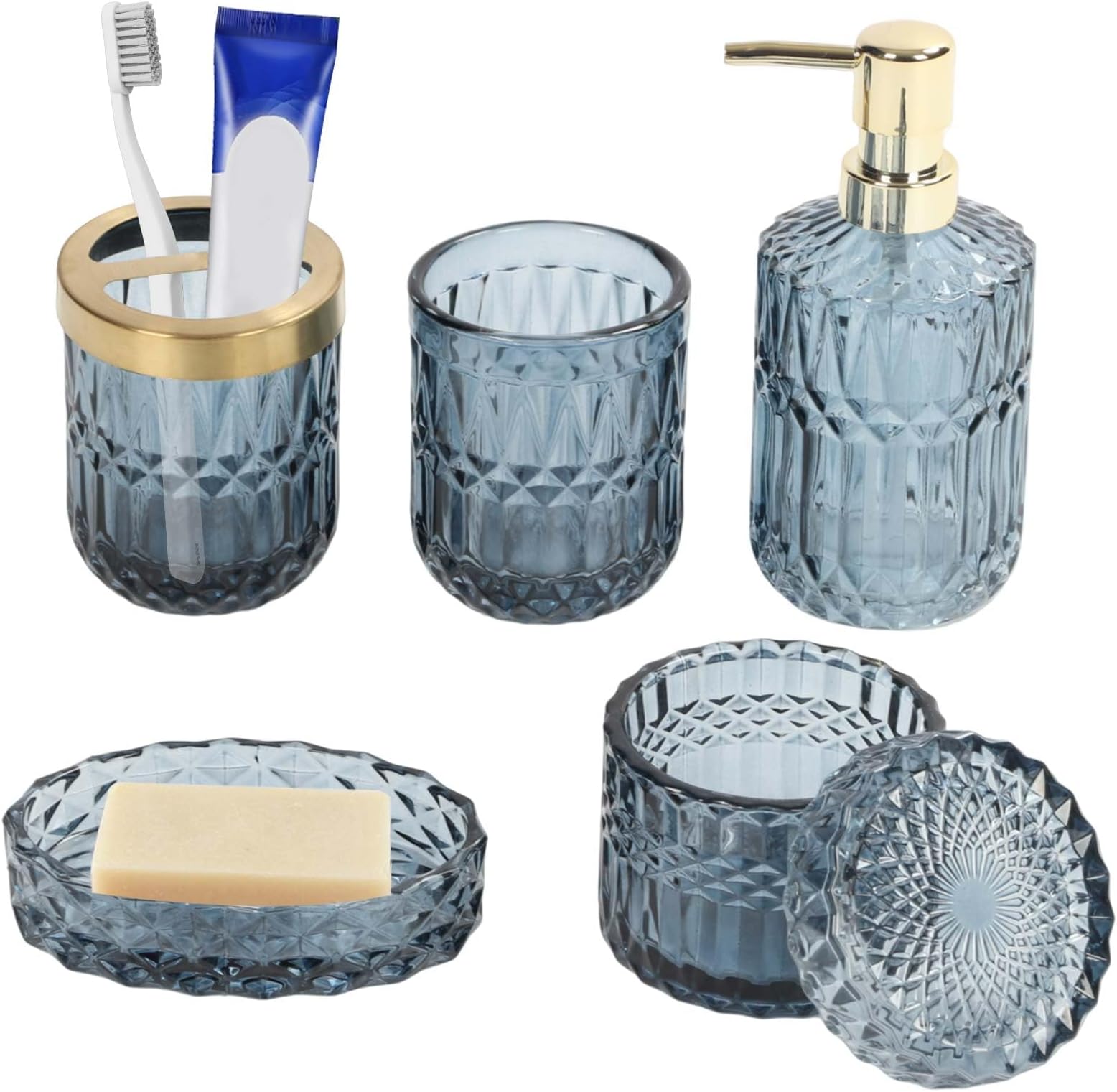 Amazon.com: Qivine Bathroom Toothbrush Holder Set, 5Pcs Bathroom Soap ...
