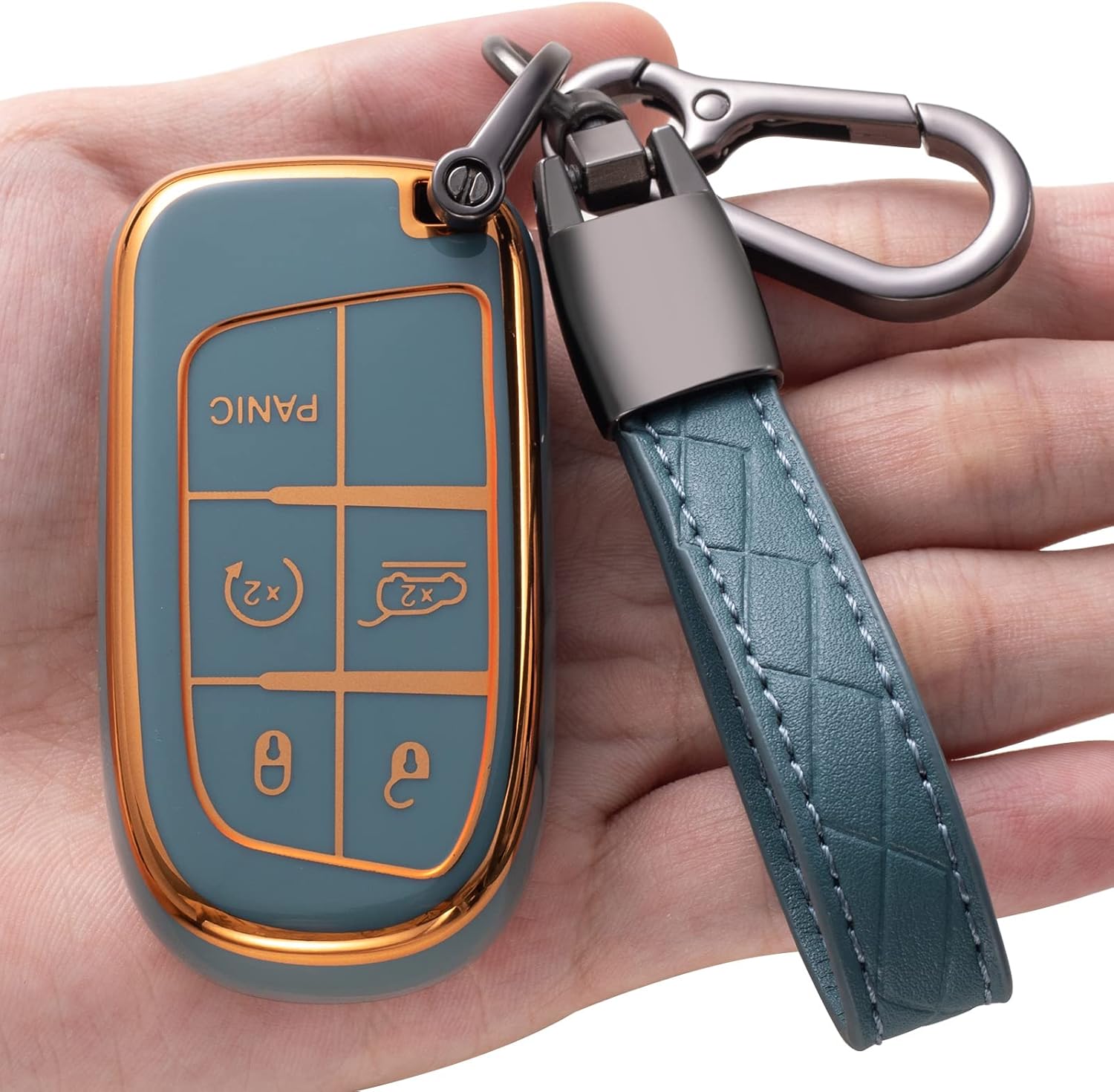 Amazon.com: XinHongTu for Jeep Key Fob Cover with Leather Keychain Soft ...