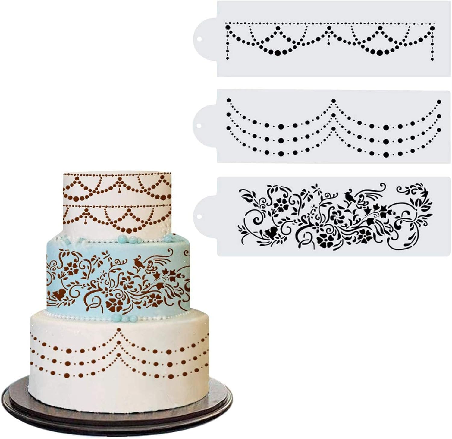Amazon.com: Wedding Cake Stencil Template, Kissbuty 3 Pcs Cake ...