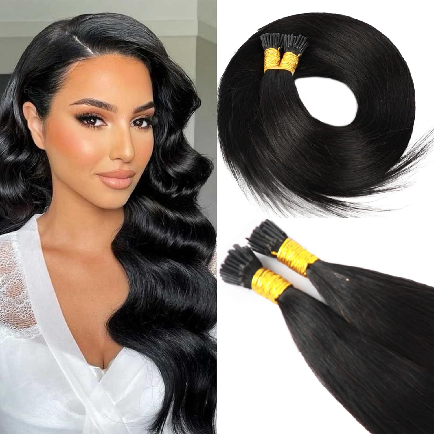 Amazon.com : 100G/Pack I Tip Hair Extensions Human Hair 24Inch Pre ...