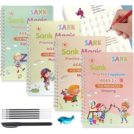 4 Pack Magic Practice Copybook, Reusable Groove Calligraphy for ...