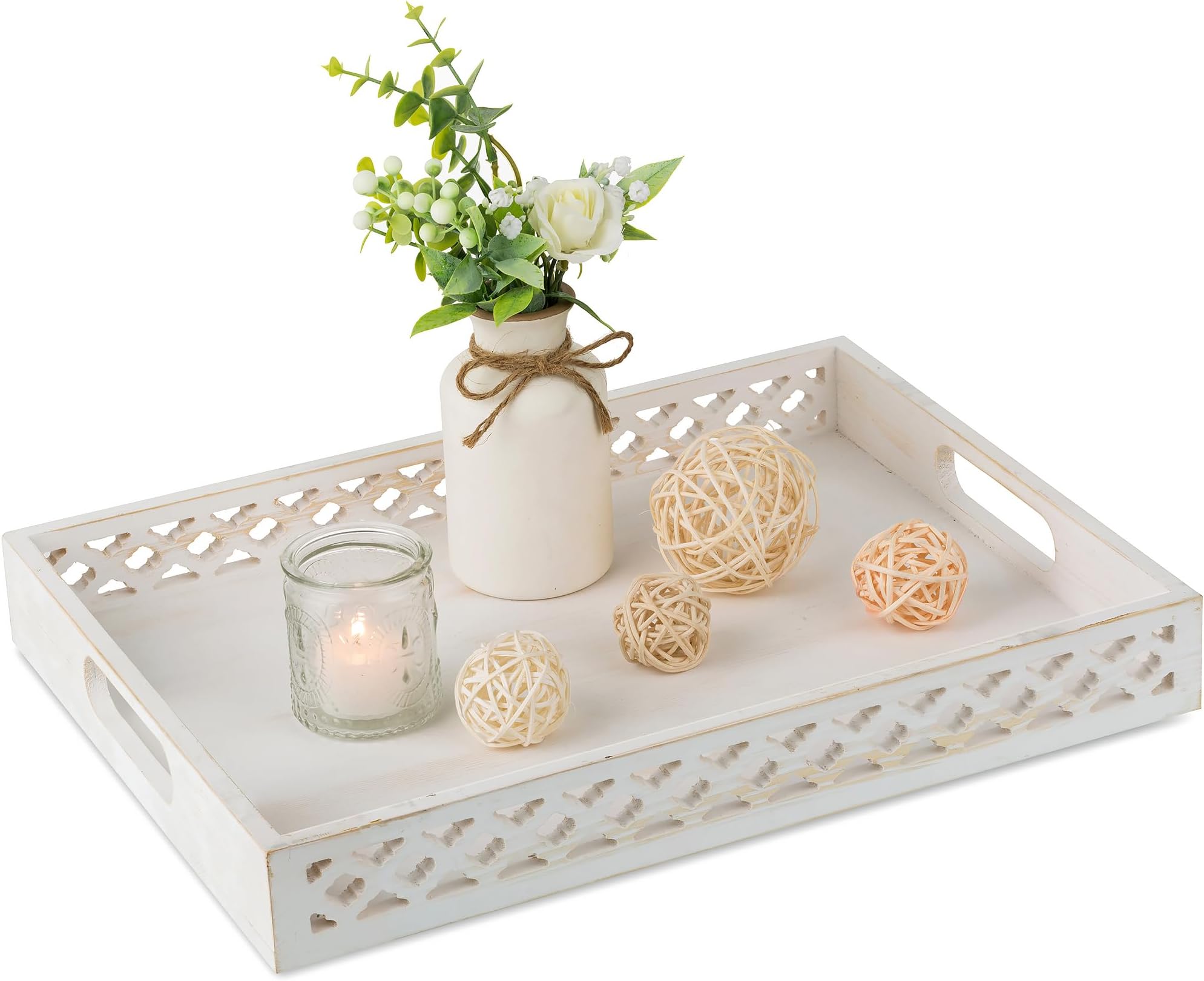 XIGEXIGE Ivory Shagreen Decorative Tray Large Rectangle Coffee Table ...