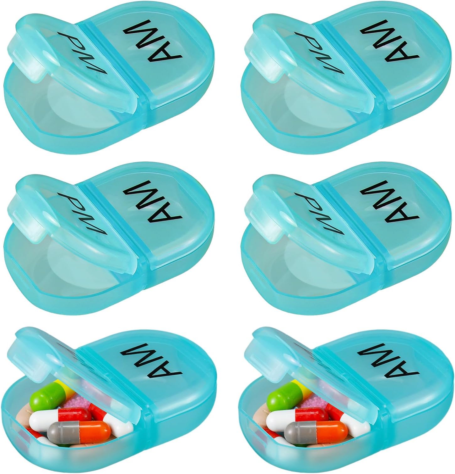 Amazon.com: 6 Pack Pill Organizer Pocket Small Case Holder AM PM Pill ...