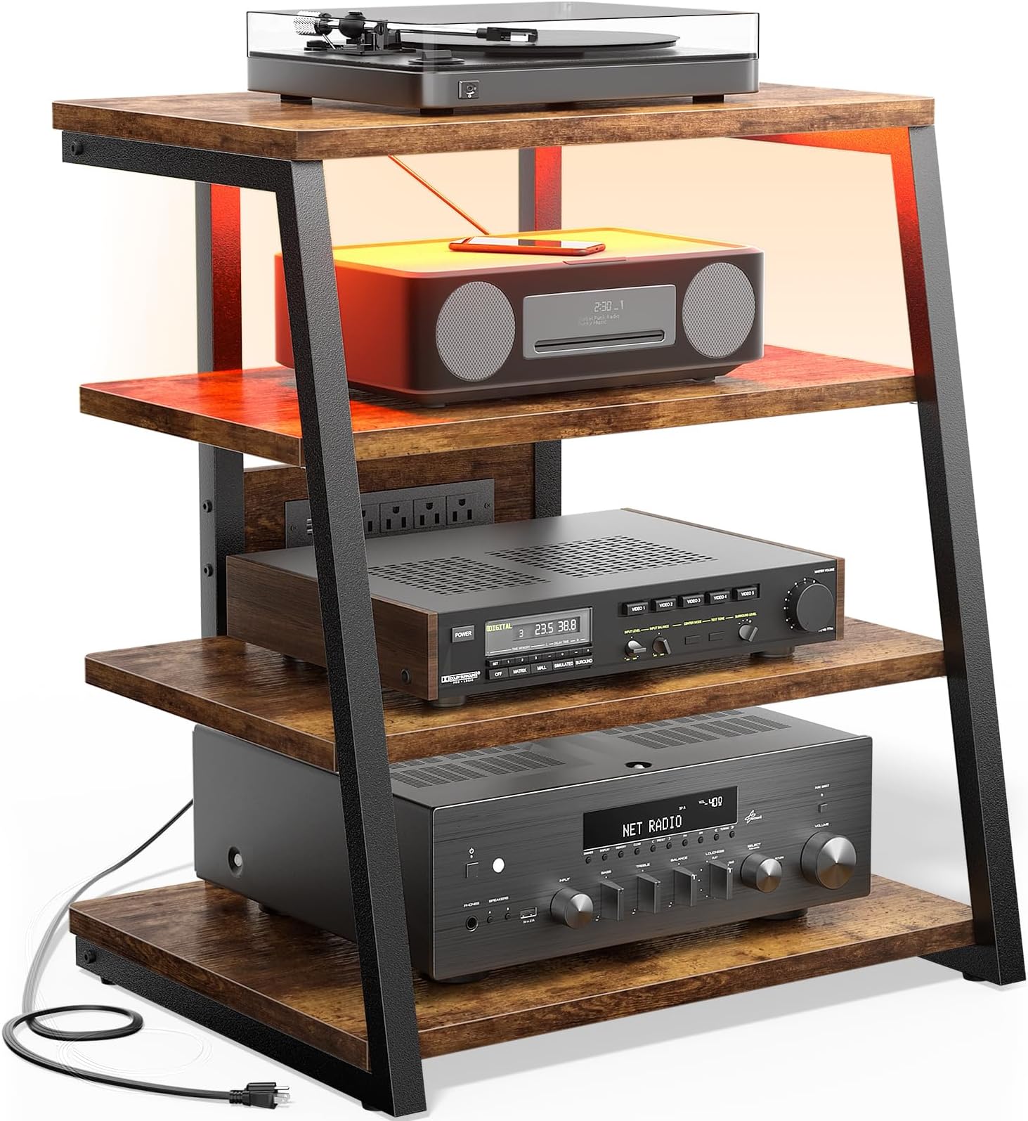 Amazon.com: AV Media Stand with Outlets, Media Console with LED Lights ...