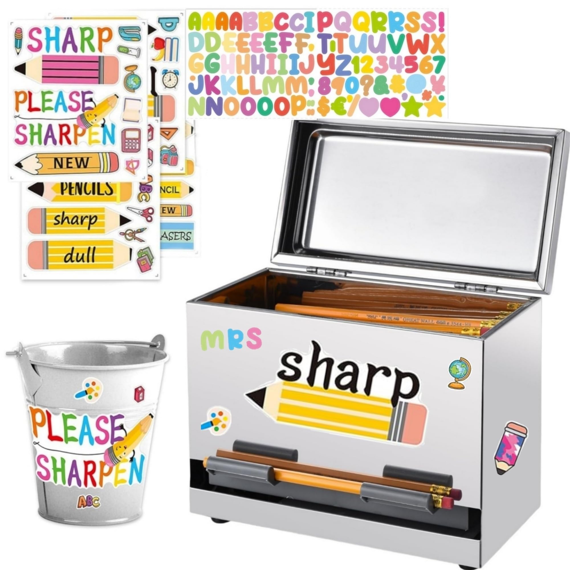 Amazon.com : Konpwine 2 Pcs Stainless Steel Pencil Dispenser Pen Holder ...