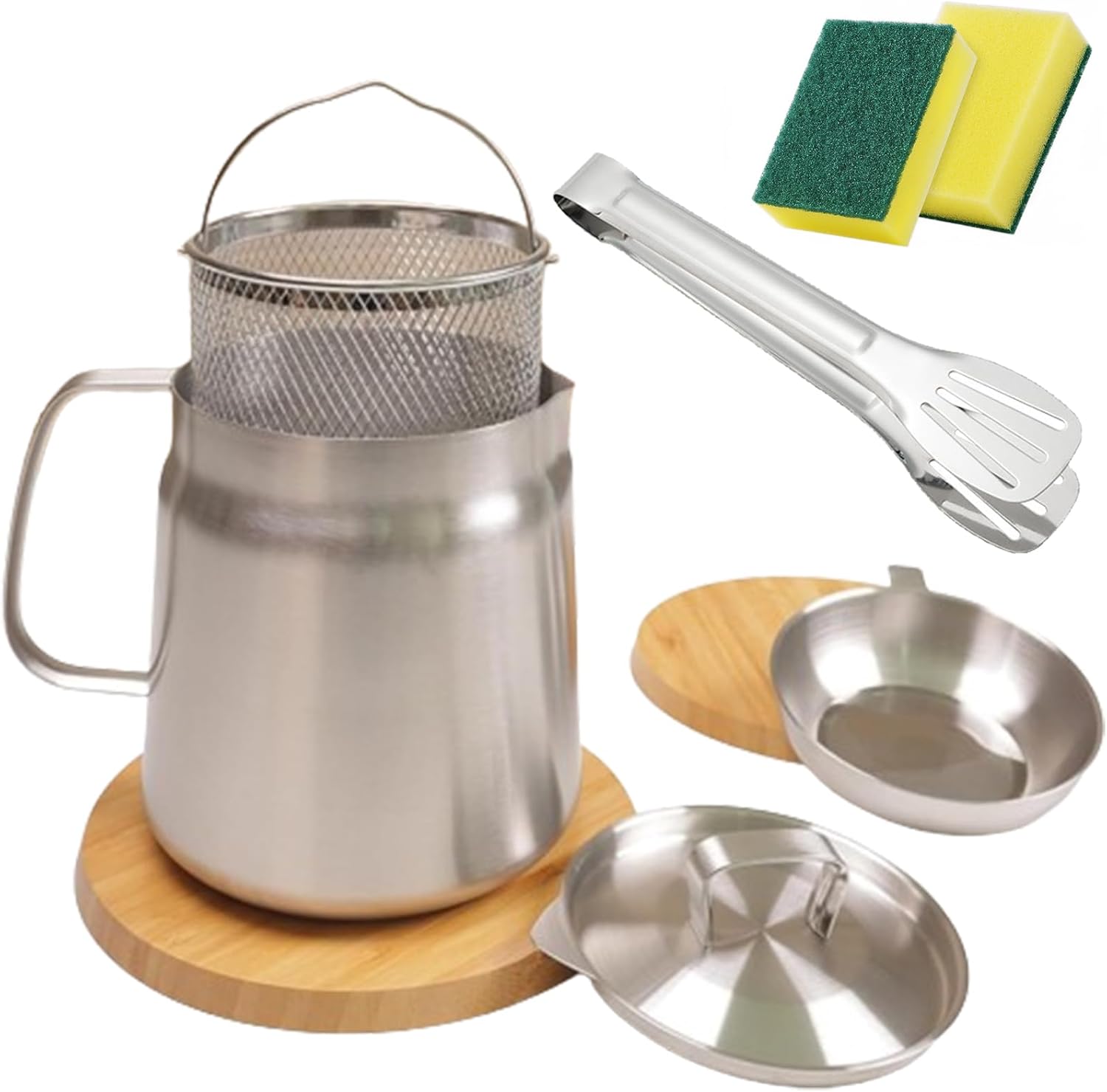 Amazon.com: Stainless Steel Large Capacity Oil Fryer And Filter Cup ...