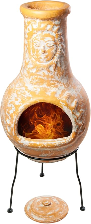 Amazon.com : Wiosi Medium Chiminea Outdoor Fireplace Clay Chimineas ...