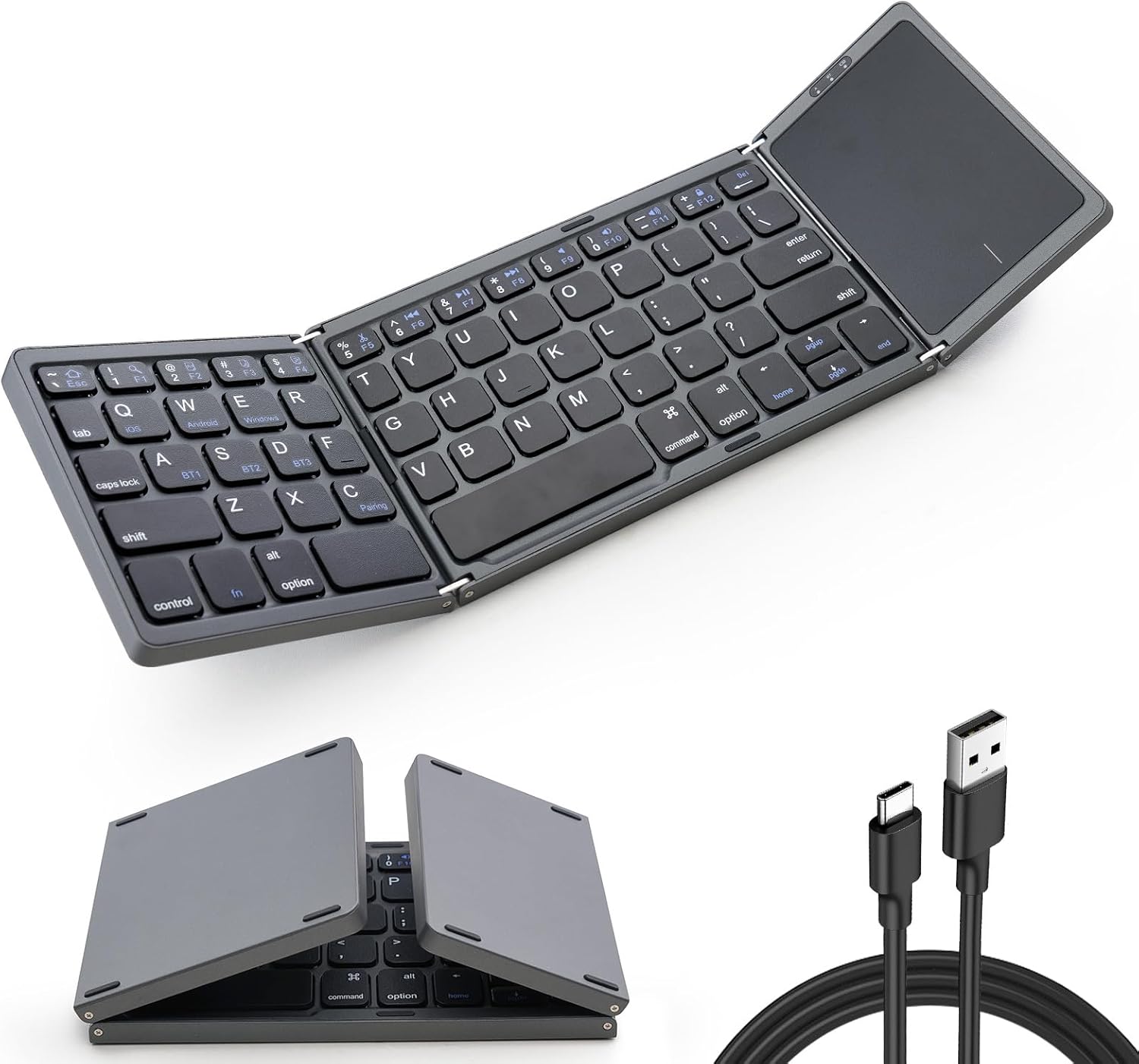 Amazon.com: MESWAO Foldable Bluetooth Keyboard, Portable Keyboard with ...
