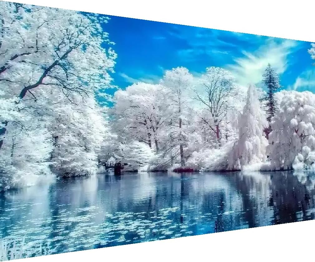 Amazon.com: BOHADIY 5D Lake Diamond Painting, Diamonds Painting Winter ...