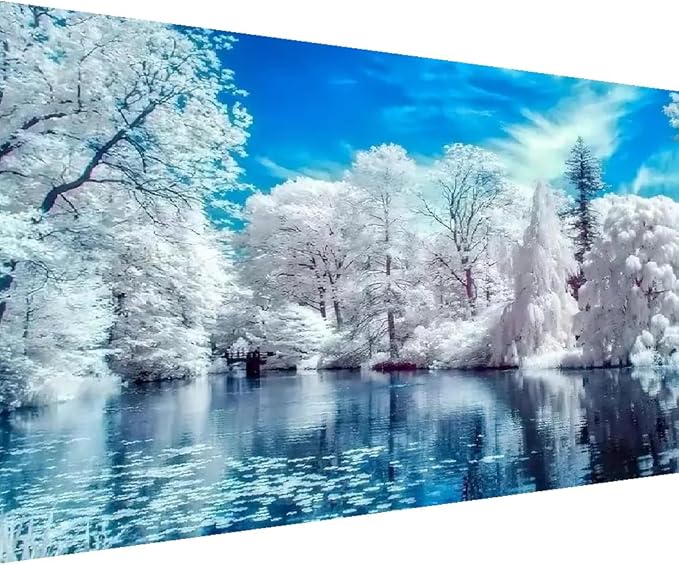 Amazon.com: BOHADIY 5D Lake Diamond Painting, Diamonds Painting Winter ...