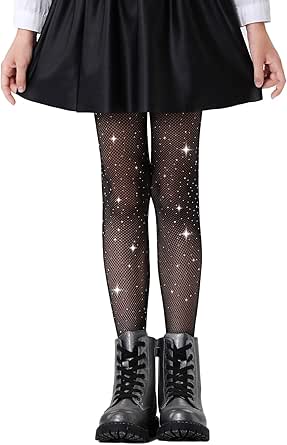Amazon.com: MIREAZW Girls Sparkle Fishnet Black Tights Toddler Glitter ...