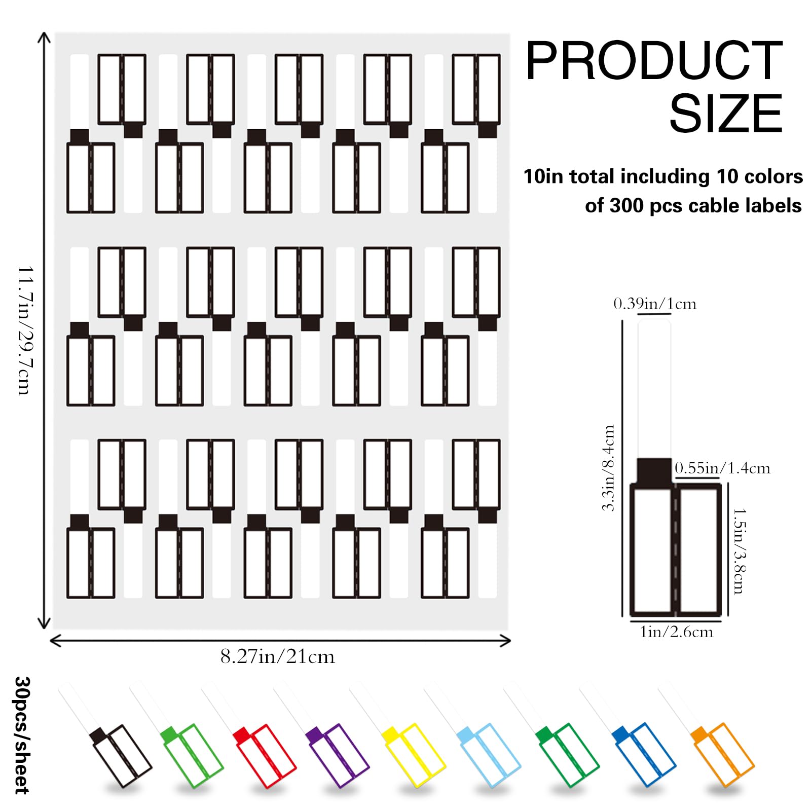 Snapklik.com : 300 PCS Waterproof Cable Tags, 10 Colors Wire Labels For ...