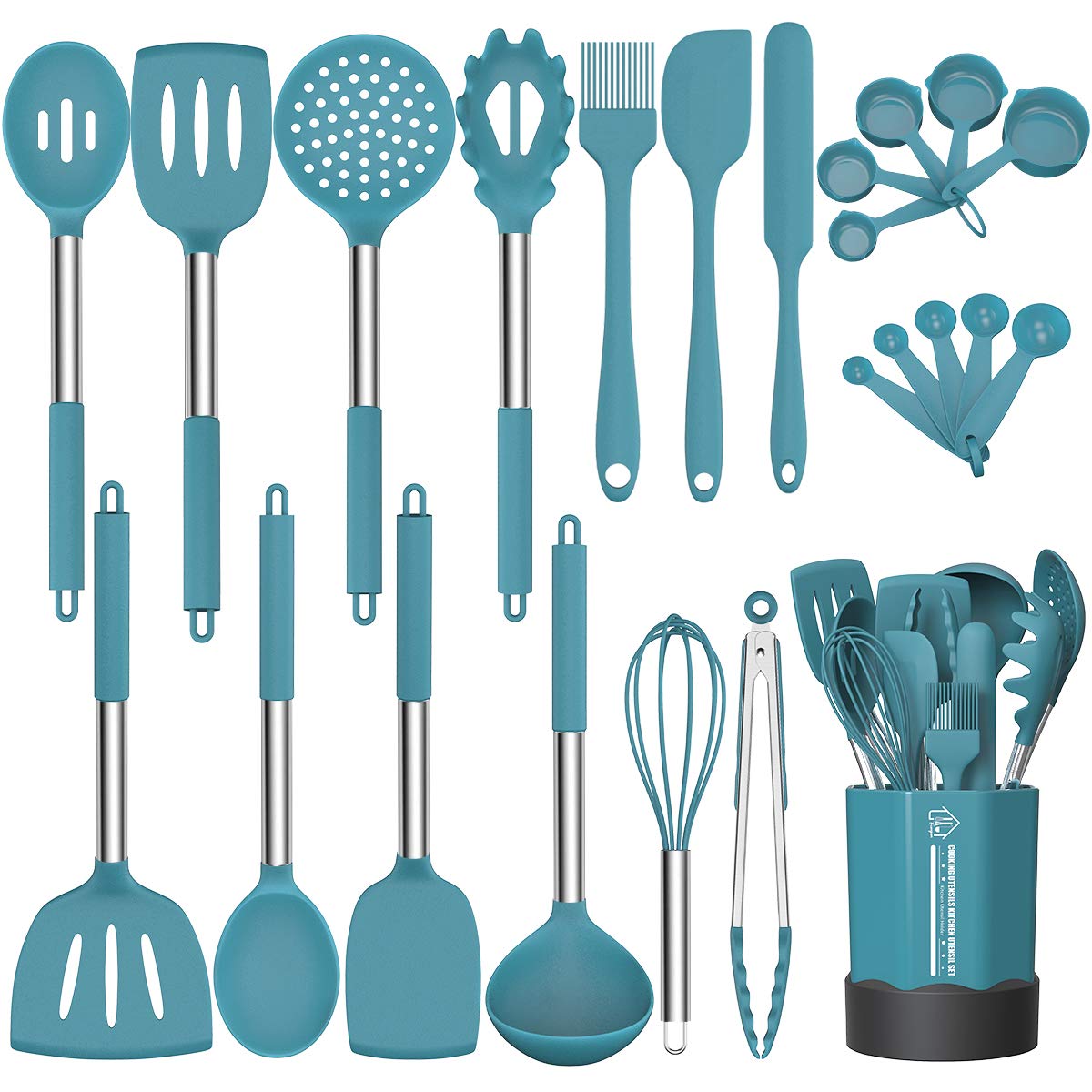 Buy Silicone Cooking Utensil Set, Fungun Non-stick Kitchen Utensil 24 ...