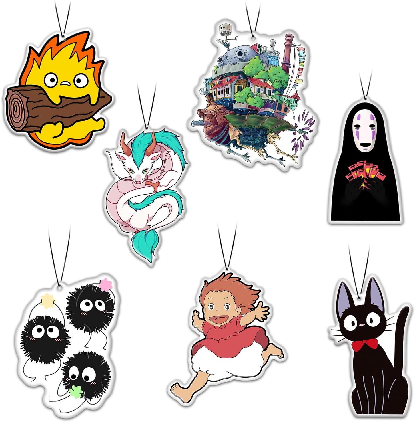 Amazon.com: Pounchi Cute Anime Car Air Fresheners Pendant (7Pack Fresh ...
