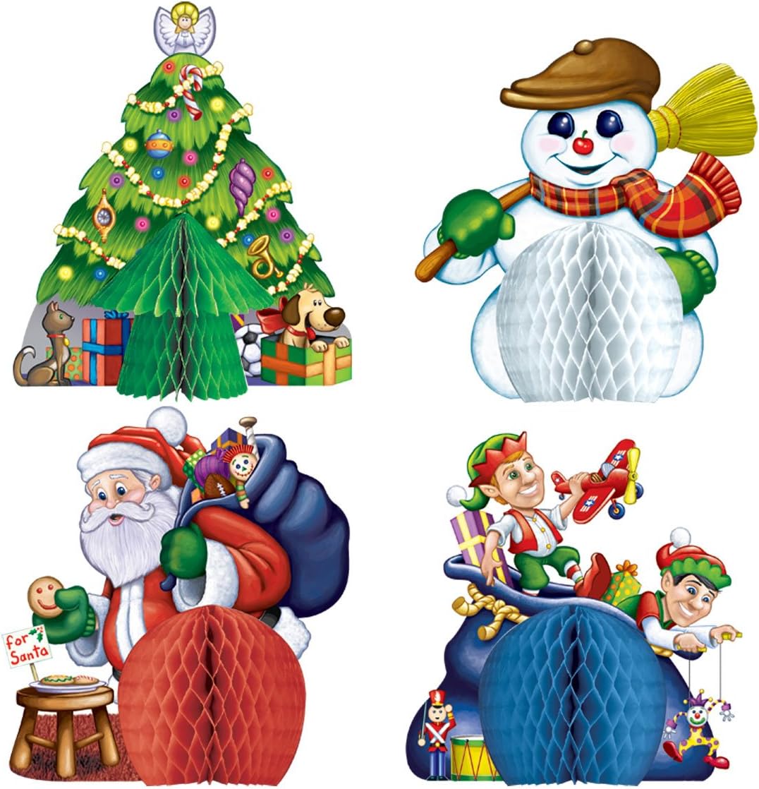 Amazon.com: Beistle 4-Pack Christmas Playmates Centerpiece, 5-Inch ...