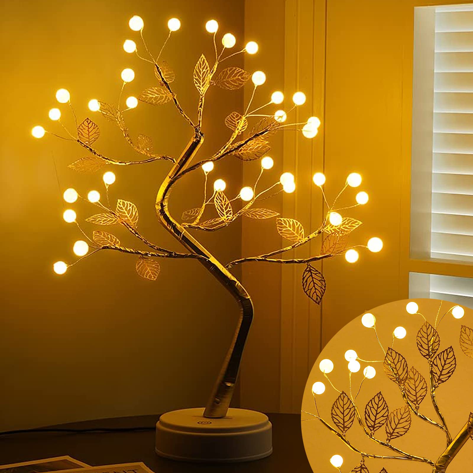 Luces de Arbol Bonsai con Hojas Doradas - LIGHTDOT Luces Led para ...