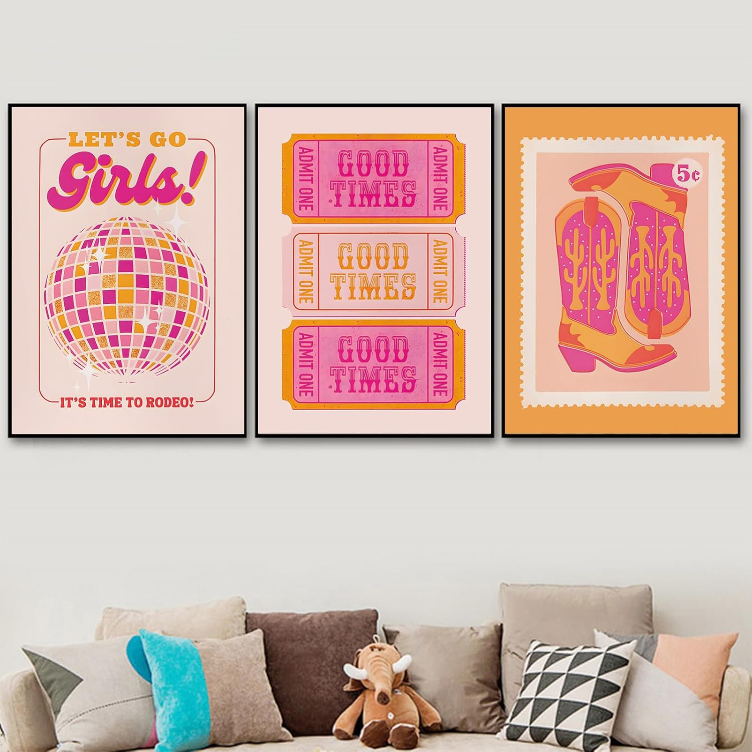 Amazon.com: Pink and Orange Aesthetic Wall Art Good Times Poster Disco ...