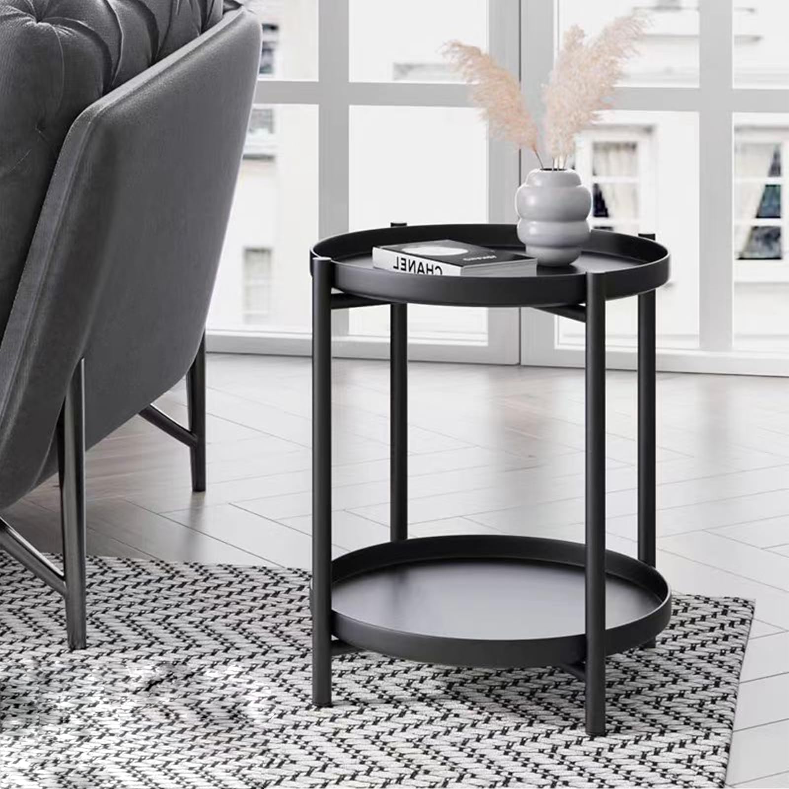 Noa and Nani - Metal Tray Side Table - (Black) : Amazon.co.uk: Home ...