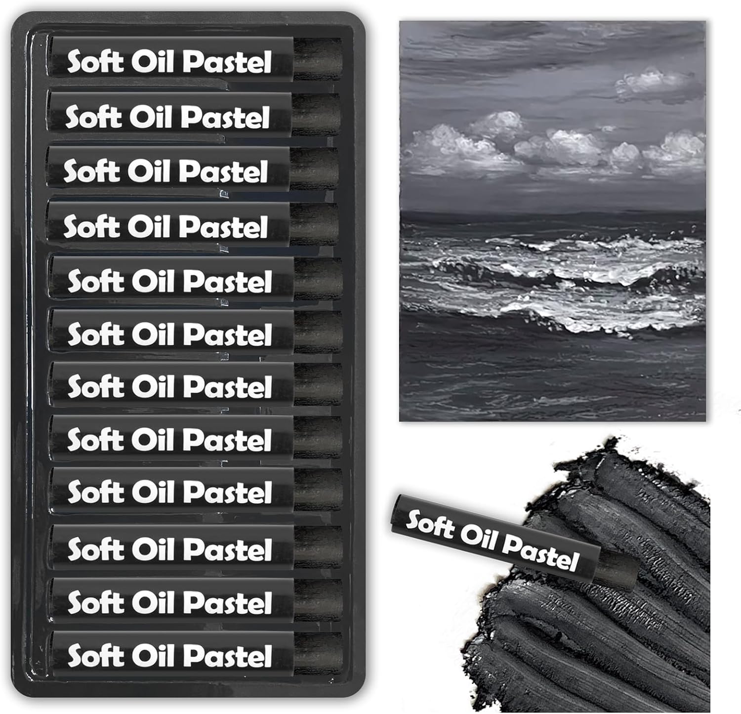 Amazon.com : qianshan Soft Oil Pastels Set of 12 Single Colors,Non ...