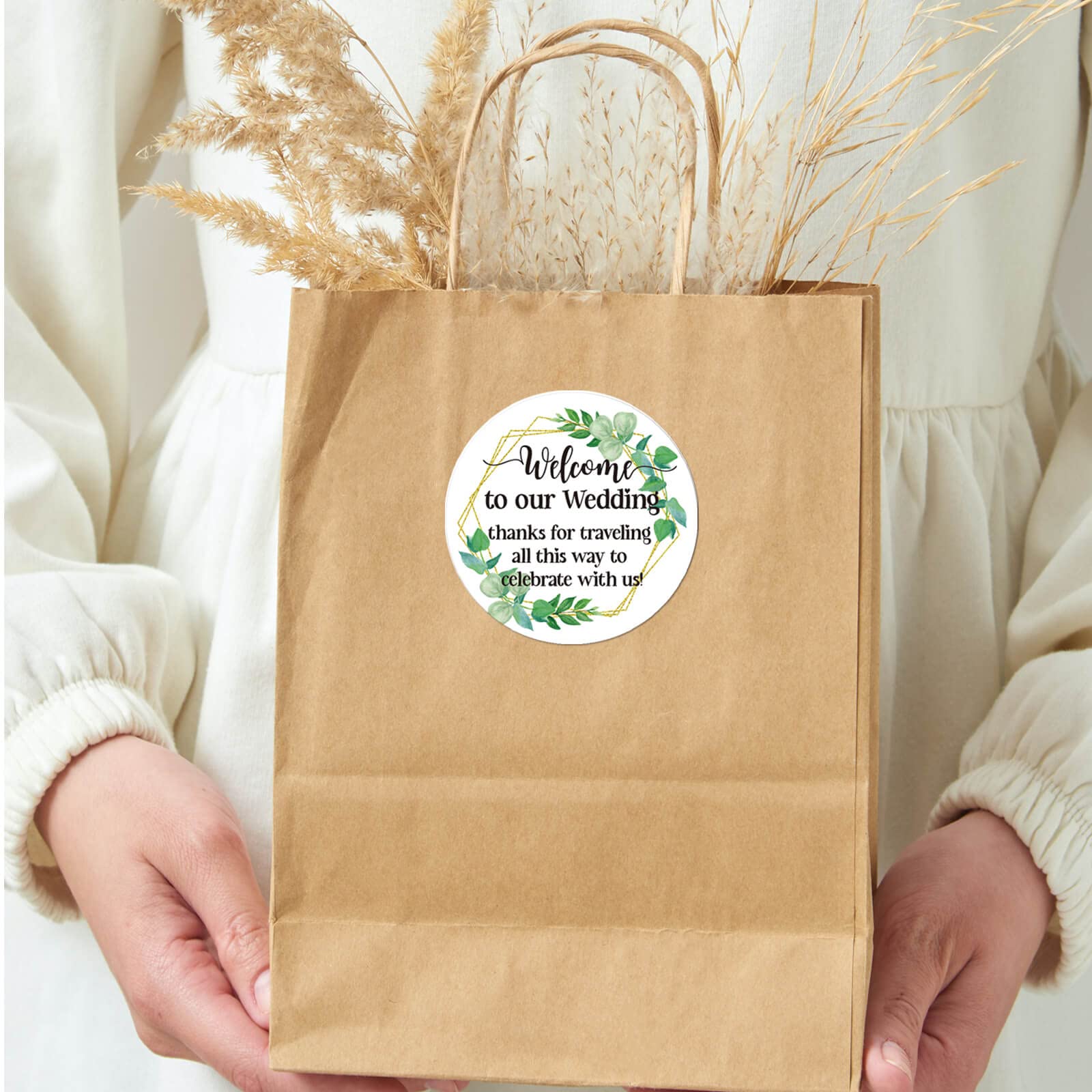 Round Wedding Favor Bag Stickers Large Custom Wedding Bag Business