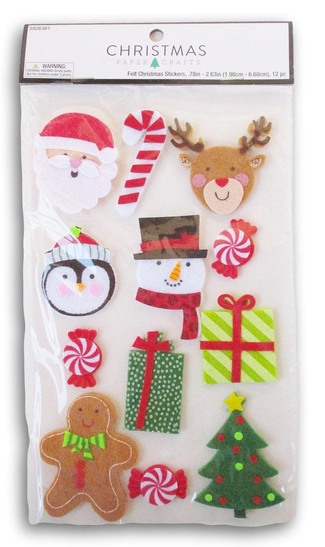 Amazon.com: Christmas Felt Stickers -Santa, Reindeer, Penguin, Gifts ...