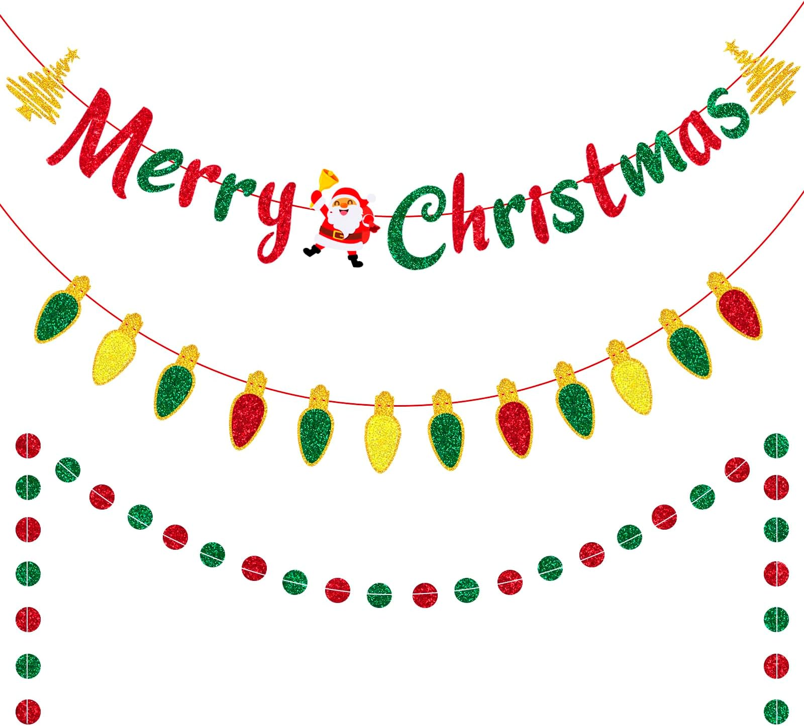 Amazon.com: Artfen Christmas Banners Flags Hanging Bunting Garland 4 ...
