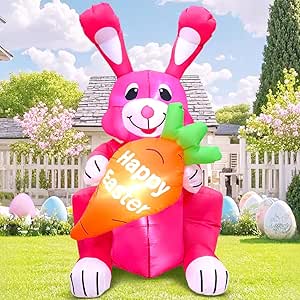Amazon.com: 4FT Easter Inflatables Outdoor Decoration Inflatable Pink ...